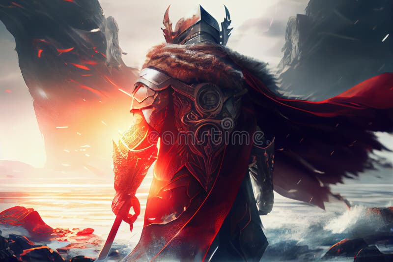 Knight in front of castle stock illustration. Illustration of shield ...