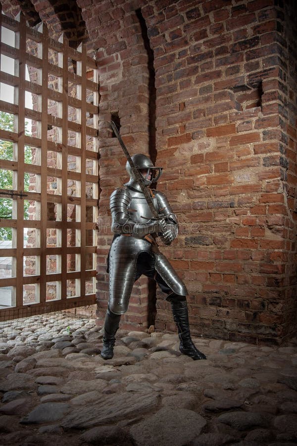 Knight in Full Armor with a Sword Stock Image - Image of iron, history ...