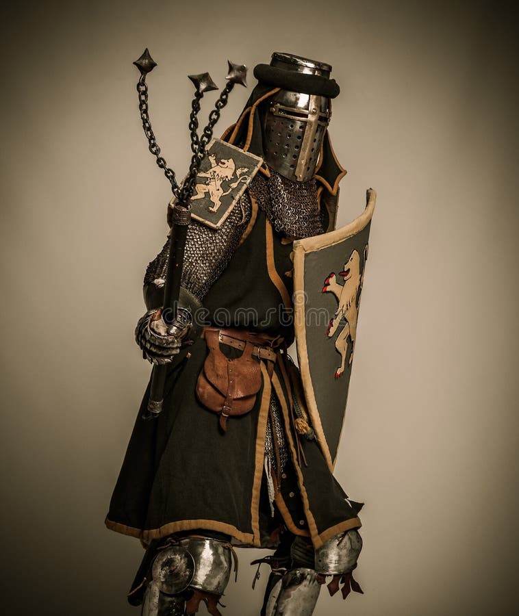 Medieval Knight in Full Armor Standing Stock Image - Image of history ...