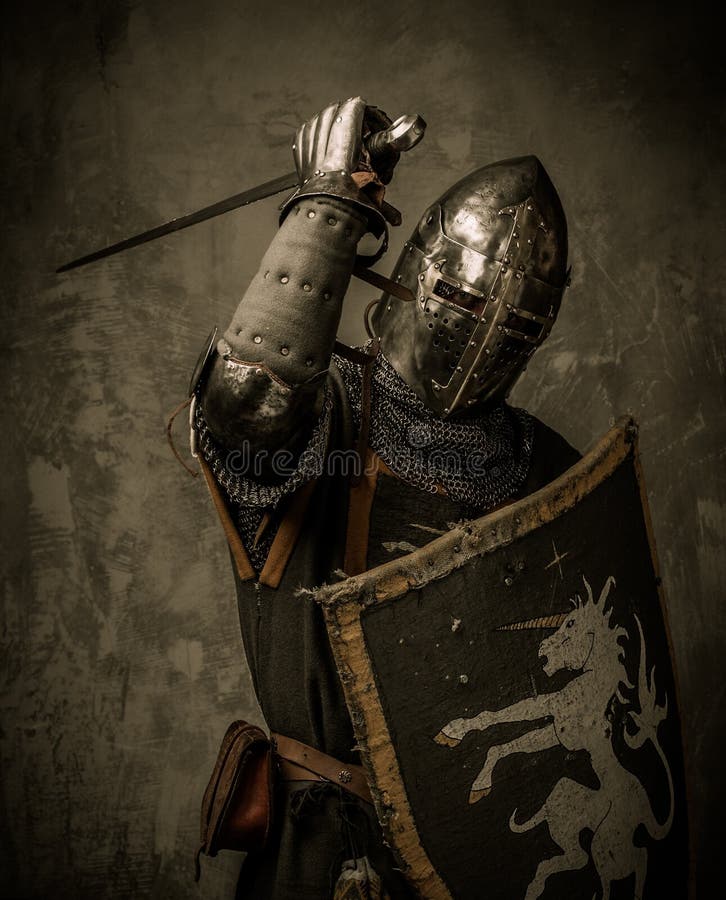 Knight Holding His Sword and Looking at Camera Stock Image - Image of ...