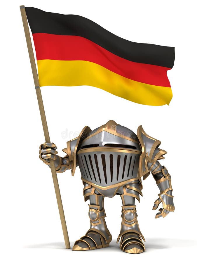 Knight with German flag stock illustration. Illustration of carry ...