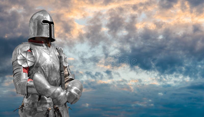 Knight in Helmet and Metal Armor. Stock Image - Image of antiquities ...