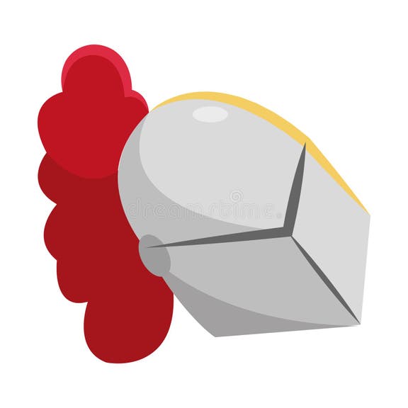 Knight Helmet with Red Plume. Vector Stock Vector - Illustration of ...