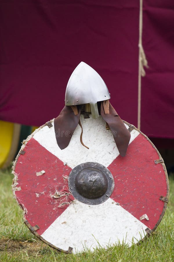 Knight Helmet and Round Shield Stock Image - Image of tournament ...