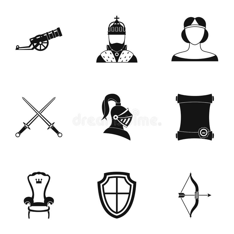 Knight Icons Set, Simple Style Stock Vector - Illustration of safety ...