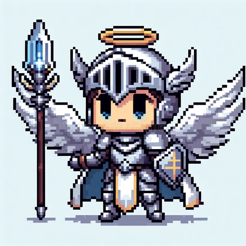 Knight Illustration Design with Angel Wing,pixel Art Stock Illustration ...
