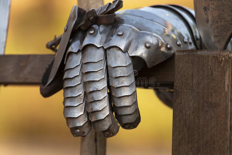 Knight iron gauntlet stock image. Image of gauntlet - 129092247