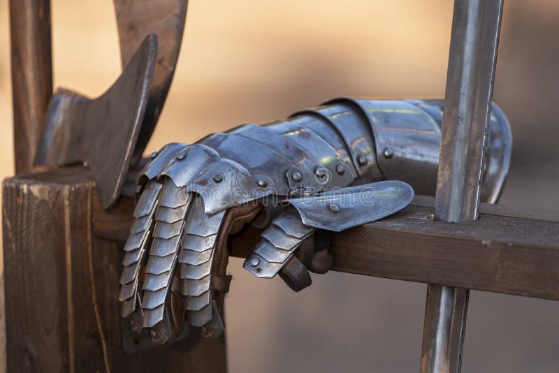 Knight iron gauntlet stock photo. Image of protective - 129092988