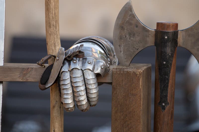 Knight iron gauntlet stock image. Image of protective - 129093273
