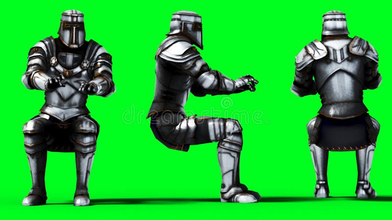 Knight Isolate on Green Screen. Realistic 3d Rendering. Stock ...