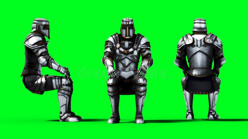 Knight Isolate on Green Screen. Realistic 3d Rendering. Stock ...