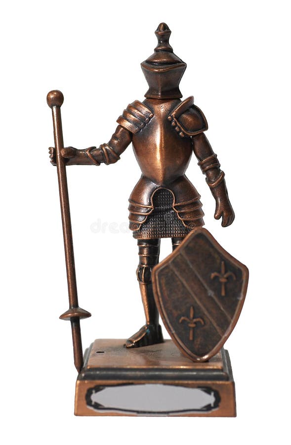Knight isolated over white stock image. Image of brass - 3946117