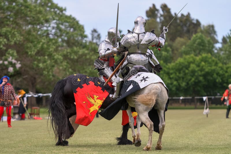 Knight Jousting. Medieval Knights during a Jousting Tournament ...