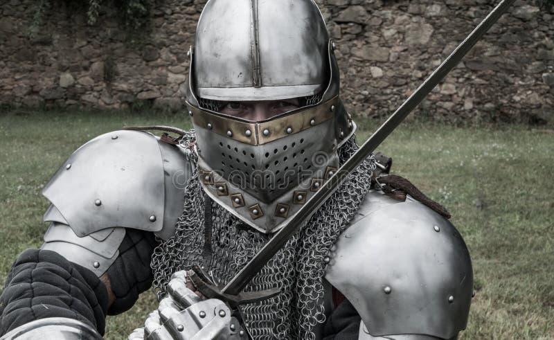 Knight in medieval armor stock image. Image of histori - 237986259