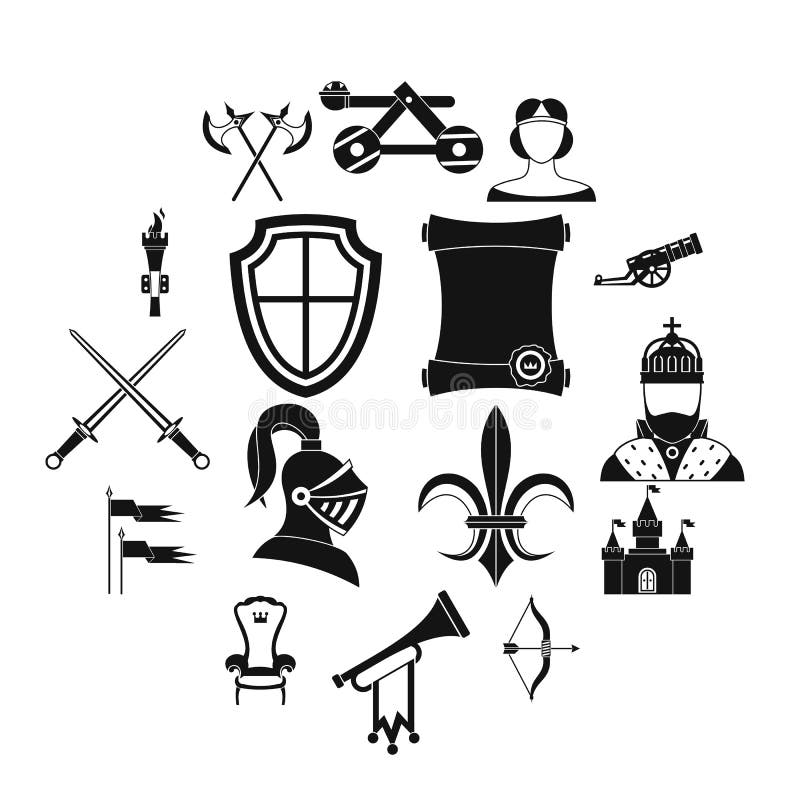 Knight Medieval Icons Set, Simple Style Stock Vector - Illustration of ... Knight Medieval Icons Set, Simple Style Stock Vector - Illustration of ...
