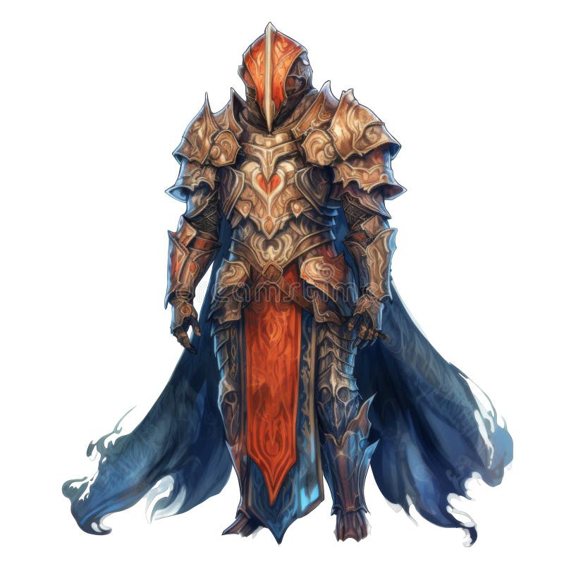 A Knight in Ornate Armor with a Blue Cape Stock Photo - Illustration of ...