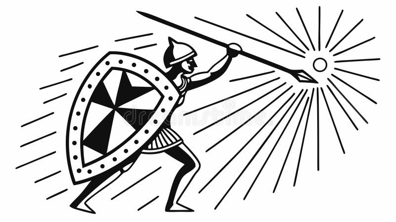 Knight with Ornate Shield, Radiant Light Effect, Vector Design ...