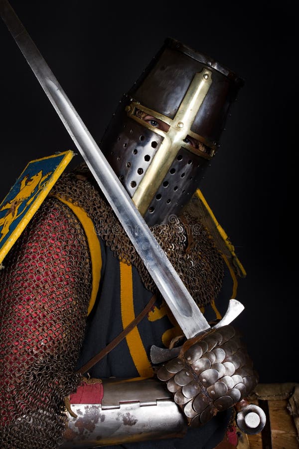 Knight is holding a sword stock image. Image of decoration - 19511307