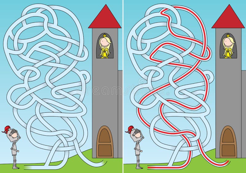 Knight and princess maze stock vector. Illustration of game - 40822992