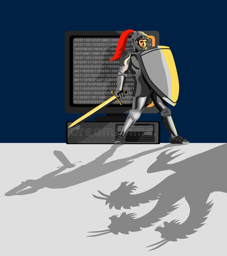 Knight protecting pc stock illustration. Illustration of trojan - 2371022