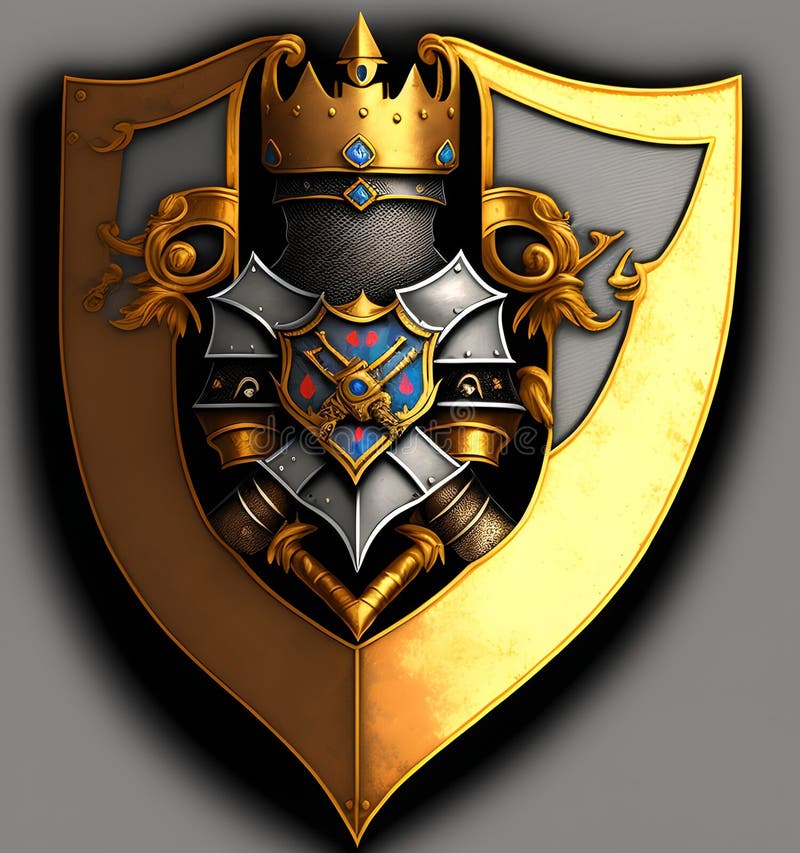 Knight S Ancient Crest, Generative AI Illustration Stock Illustration ...