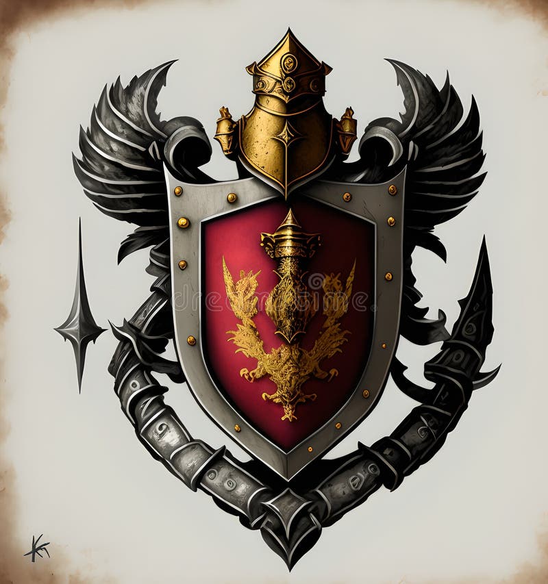 Knight S Ancient Crest, Generative AI Illustration Stock Illustration ...