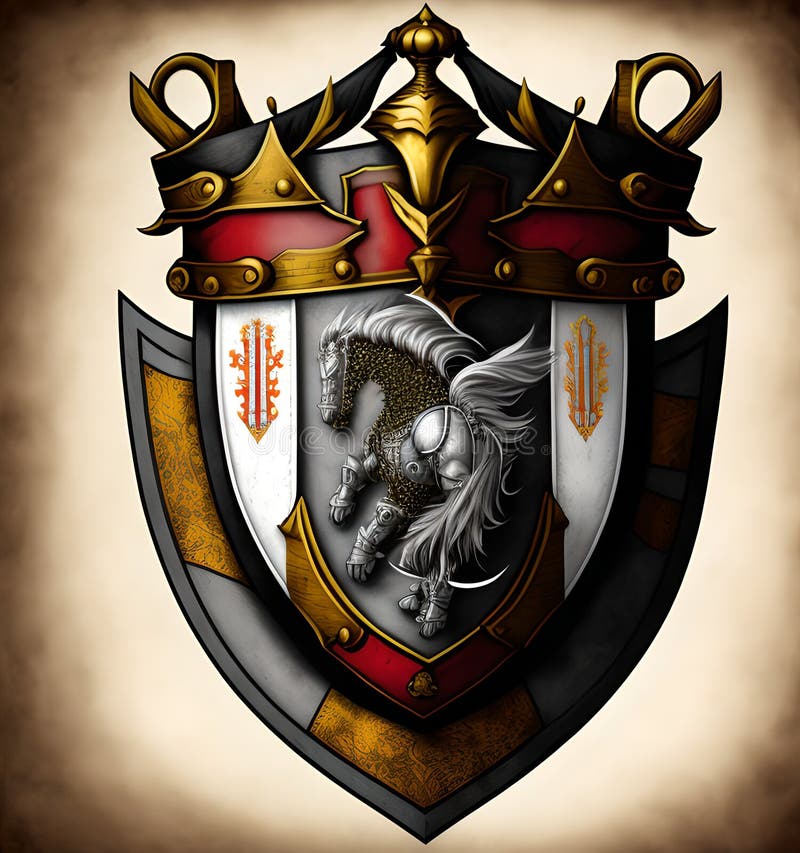 Knight S Ancient Crest, Generative AI Illustration Stock Illustration ...
