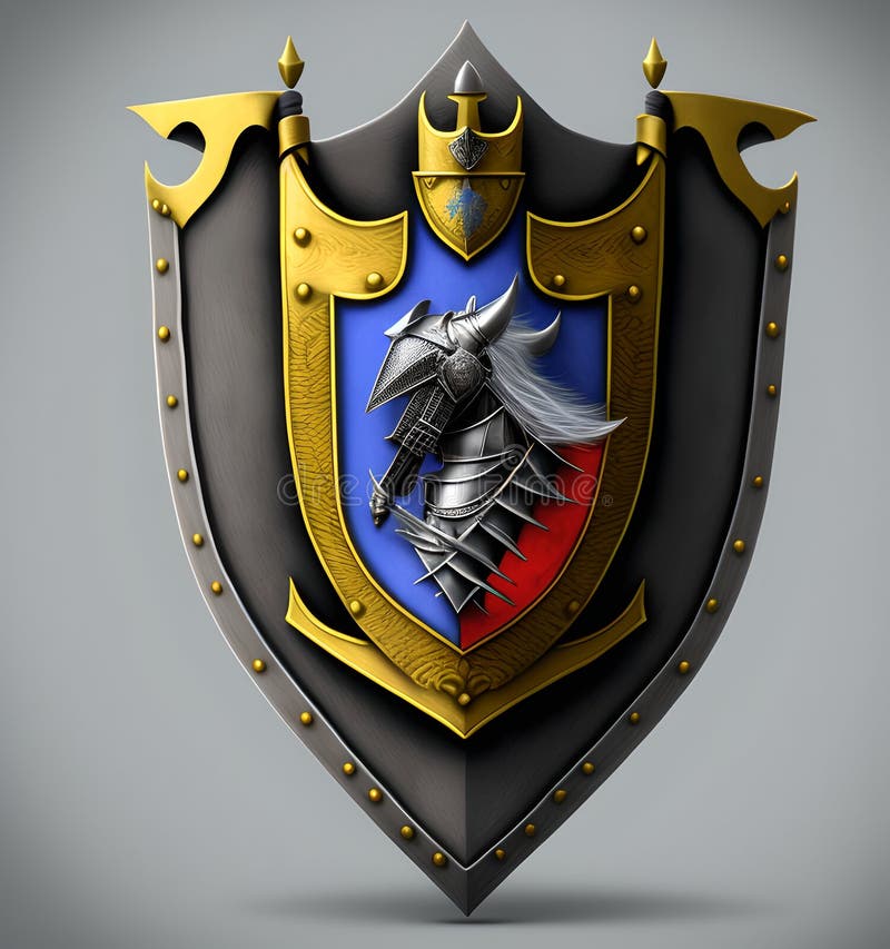 Knight S Ancient Crest, Generative AI Illustration Stock Illustration ...