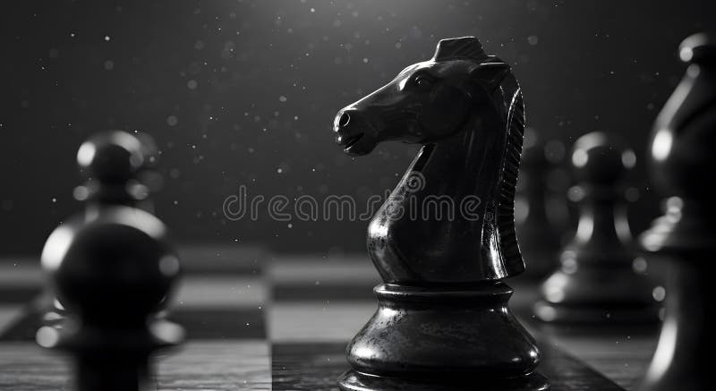 Knight S Gambit: a Black and White Chess Masterpiece Stock Illustration ...