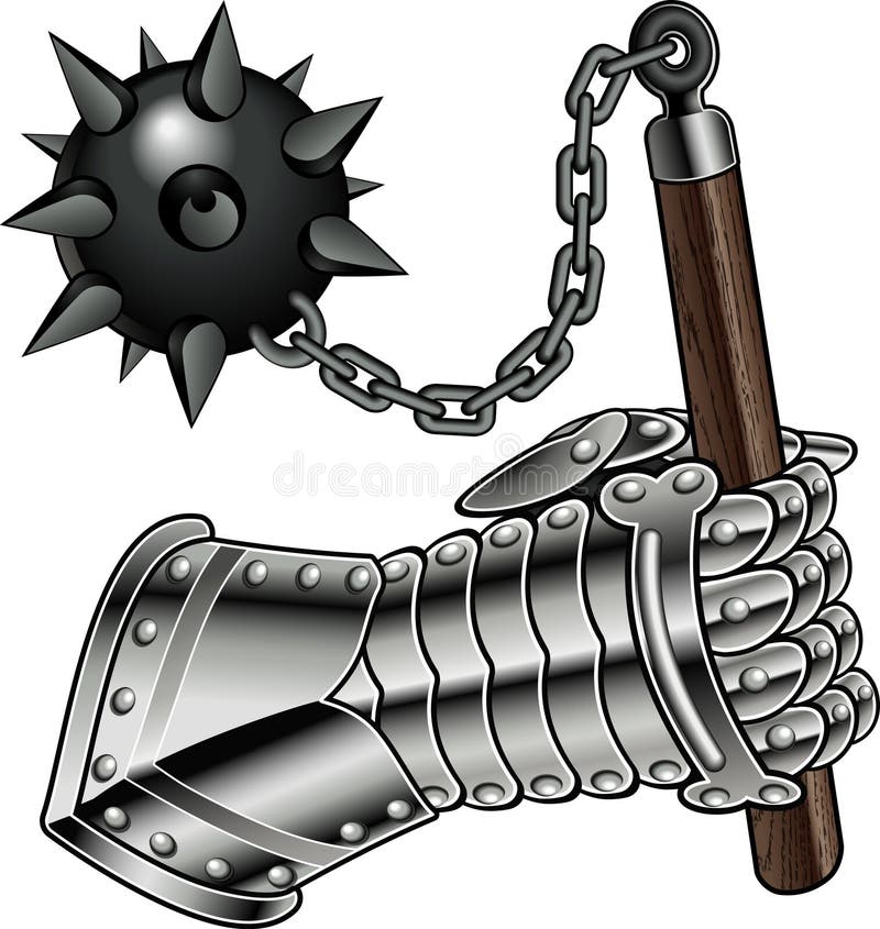 Knight`s Gauntlet Holding Medieval Morning Star Mace Stock Vector ...