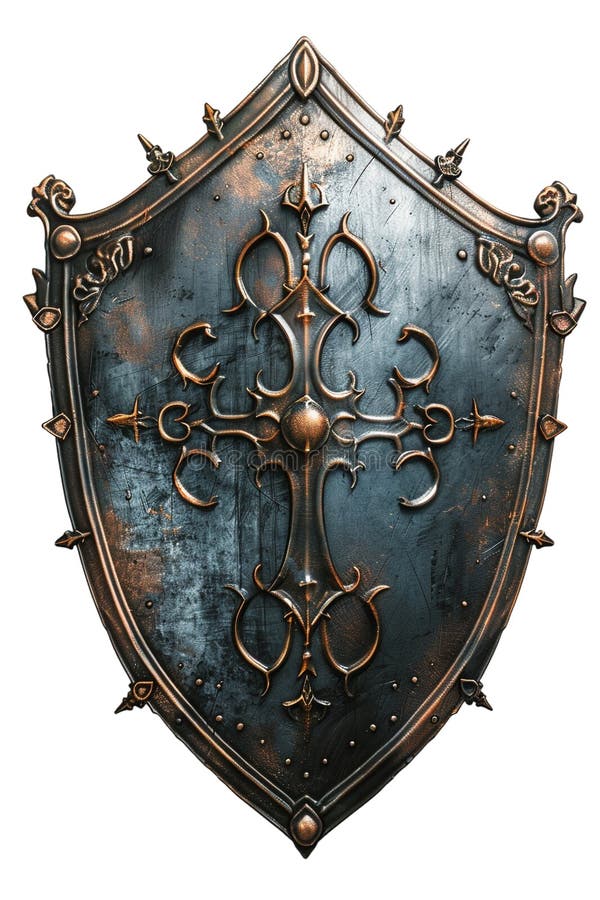 A Knights Shield Portrayed Alone Against a Plain Transparent Background ...