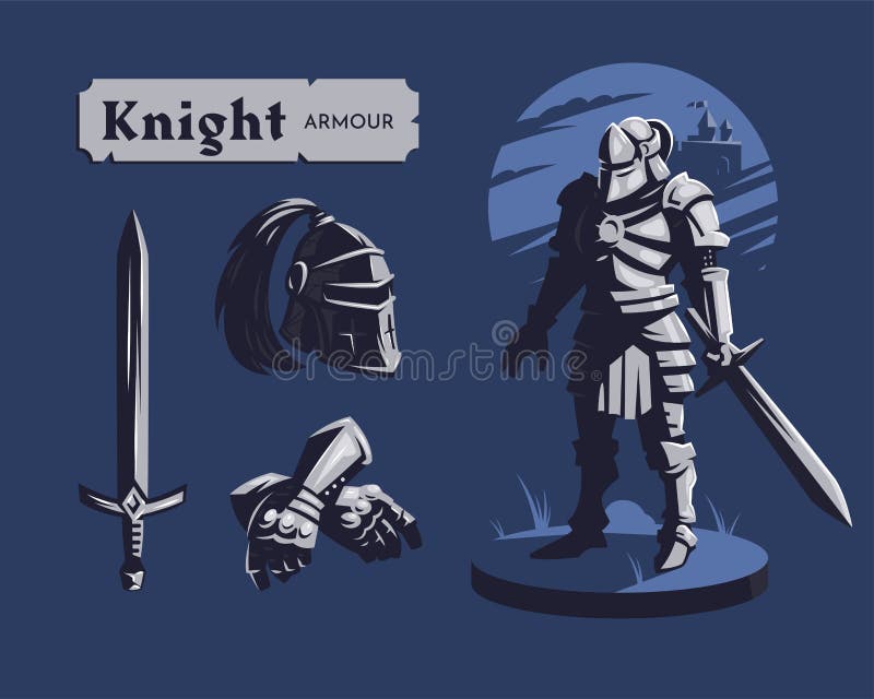 Knight armor set stock vector. Illustration of hero - 144294037