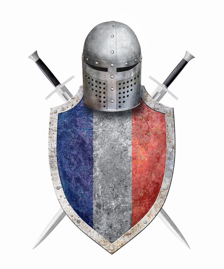 Knight Shield Helmet and Two Swords on White Stock Image - Image of ...