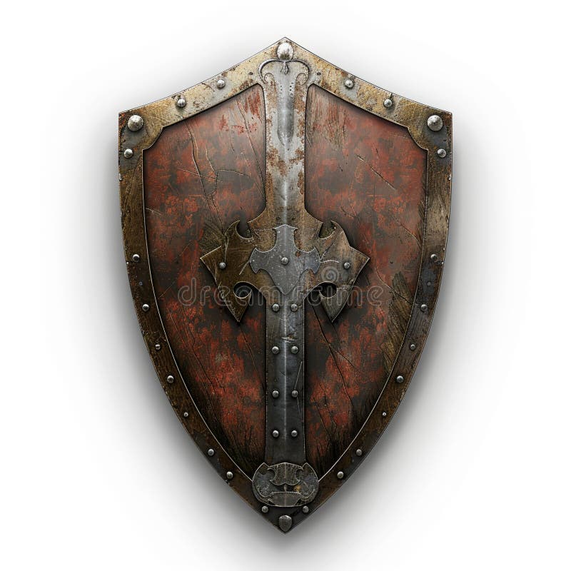 Knight Shield on a White Background, AI Generative Stock Illustration ...