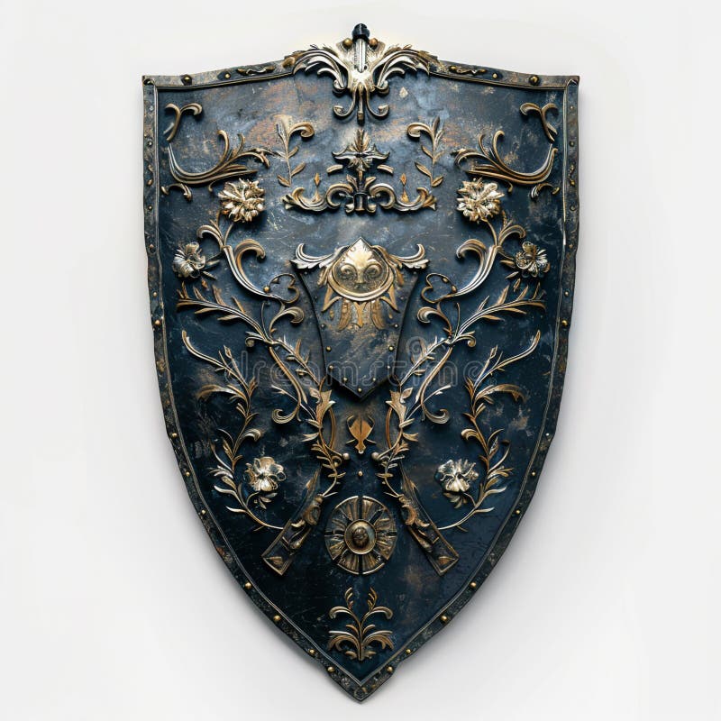 Knight Shield on a White Background, AI Generative Stock Illustration ...