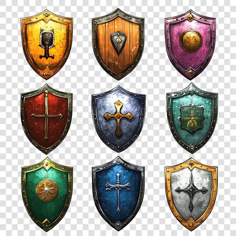 Knight shields stock photo. Illustration of gold, frame - 341489708