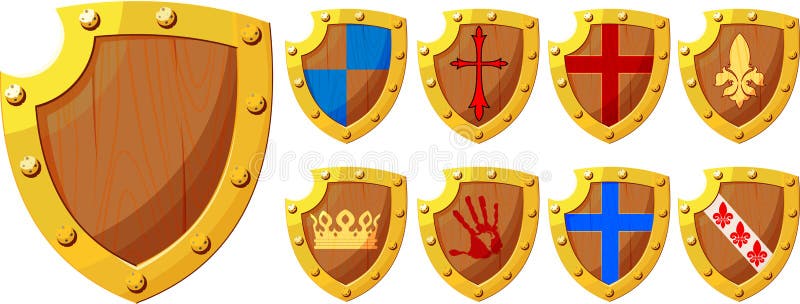 Knight shields set stock vector. Illustration of coat - 201440426