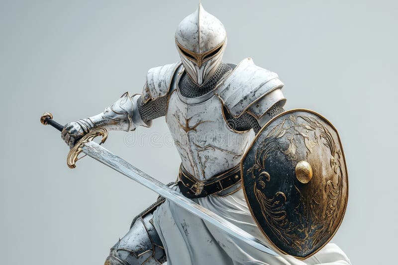 Knight in Shining Armor Prepares for Battle in a Dramatic and Dynamic ...