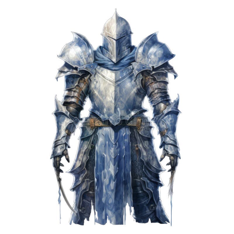 A Knight in Shining Blue Armor with Two Daggers Stock Photo ...