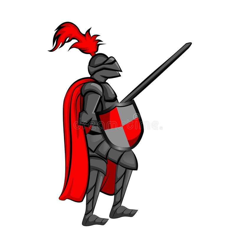 Standing knight mascot stock vector. Illustration of sword - 66593439