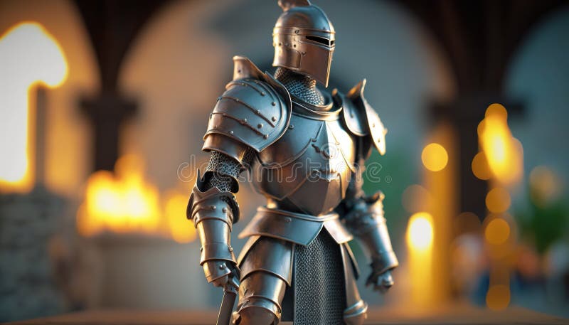 A Knight in a Suit of Armor Standing on a Table. Stock Illustration ...