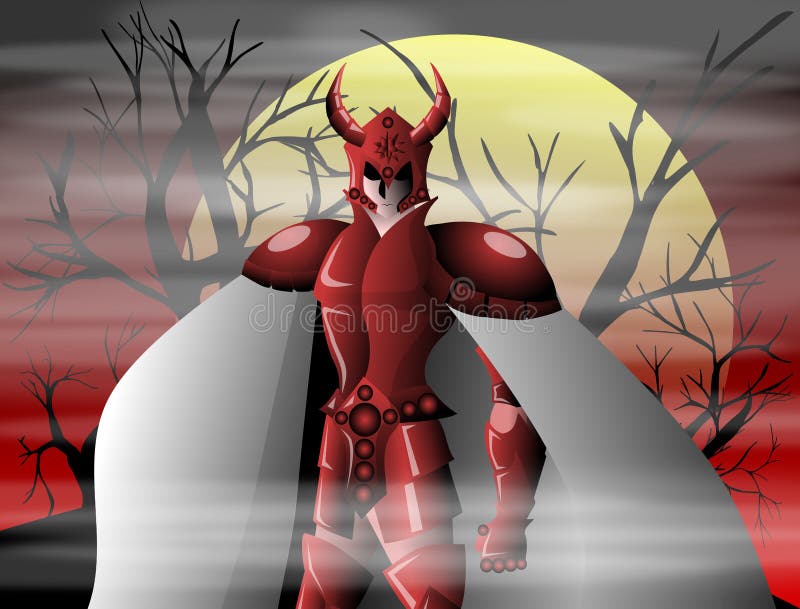 Knight With Cloth At Sunset Stock Illustration - Illustration of ...