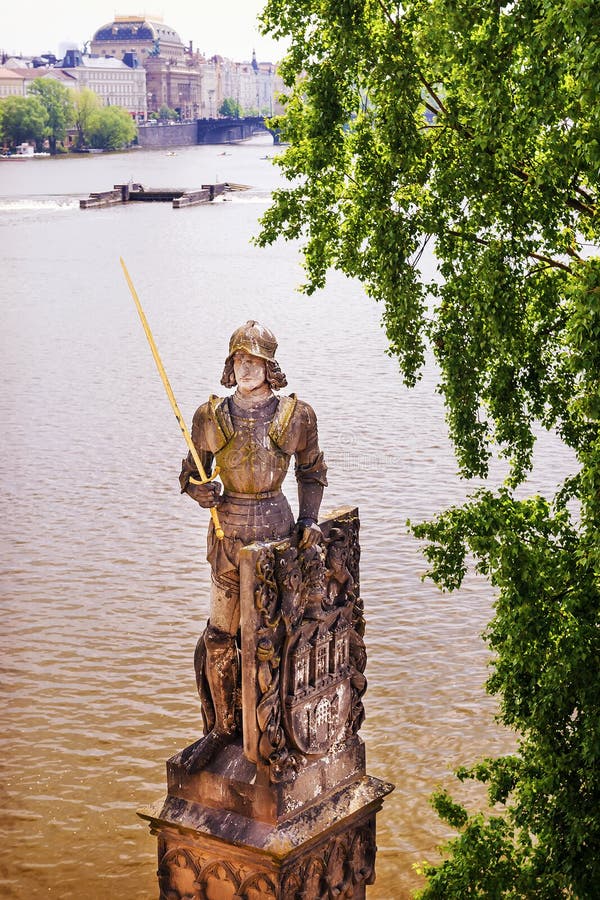 Knight with a Sword Brunswick, Prague, Charles Bridge Stock Photo ...