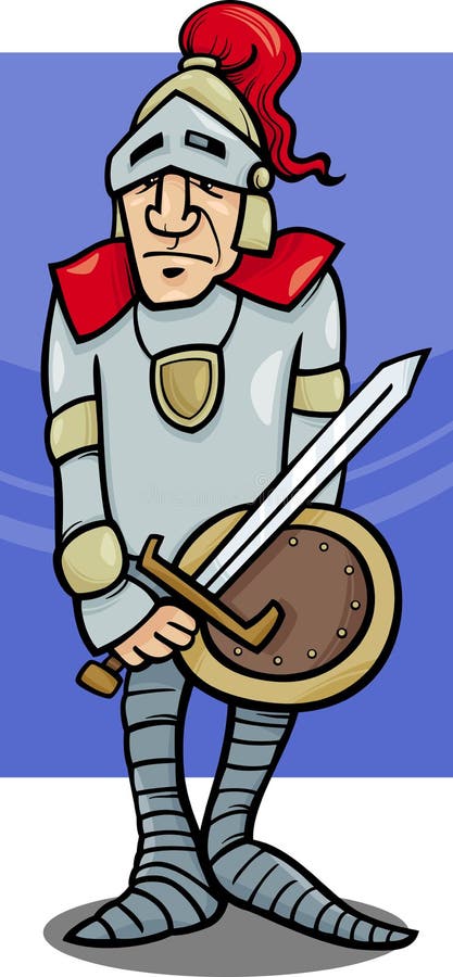 Knight with Sword Cartoon Illustration Stock Vector - Illustration of ...