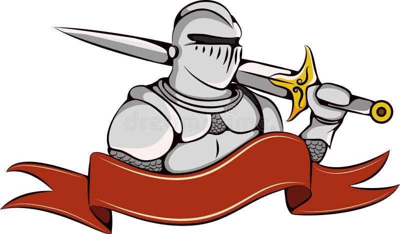 Knight with Sword and Ribbon Logo. Stock Illustration - Illustration of ...