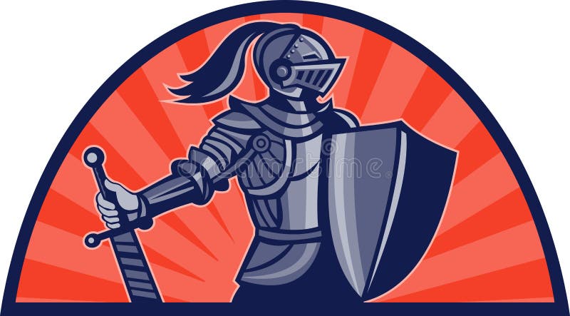 Knight Shield Holding Lance Cartoon Stock Vector - Illustration of ...