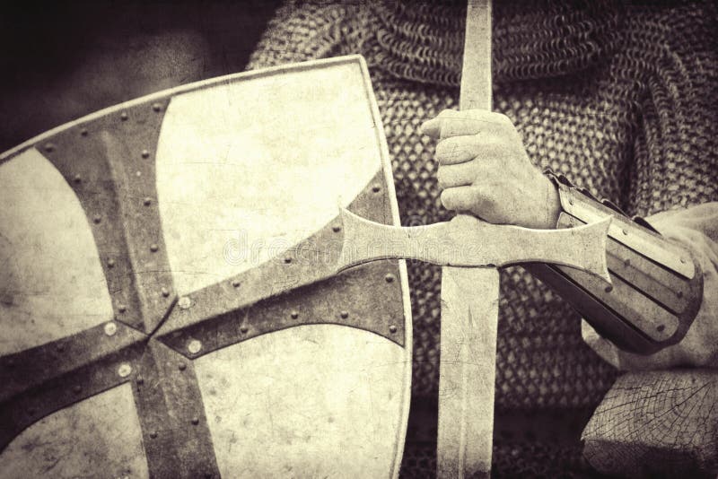 Knight with Sword and Shield Stock Photo - Image of protection, metal ...