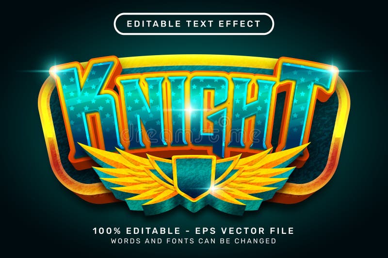 Knight Text Effect and Editable Text Effect with Wings Illustration ...