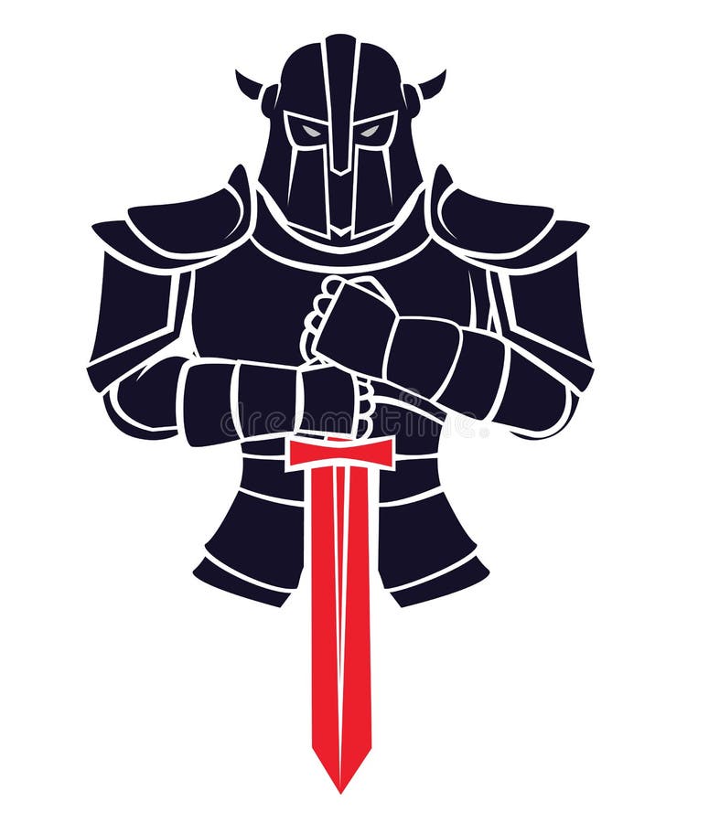 Knight with Sword and Cape Front Retro Stock Vector - Illustration of ...