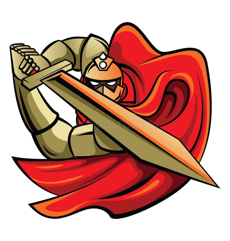 Knight Warrior Vector Illustration Stock Vector - Illustration of sword ...